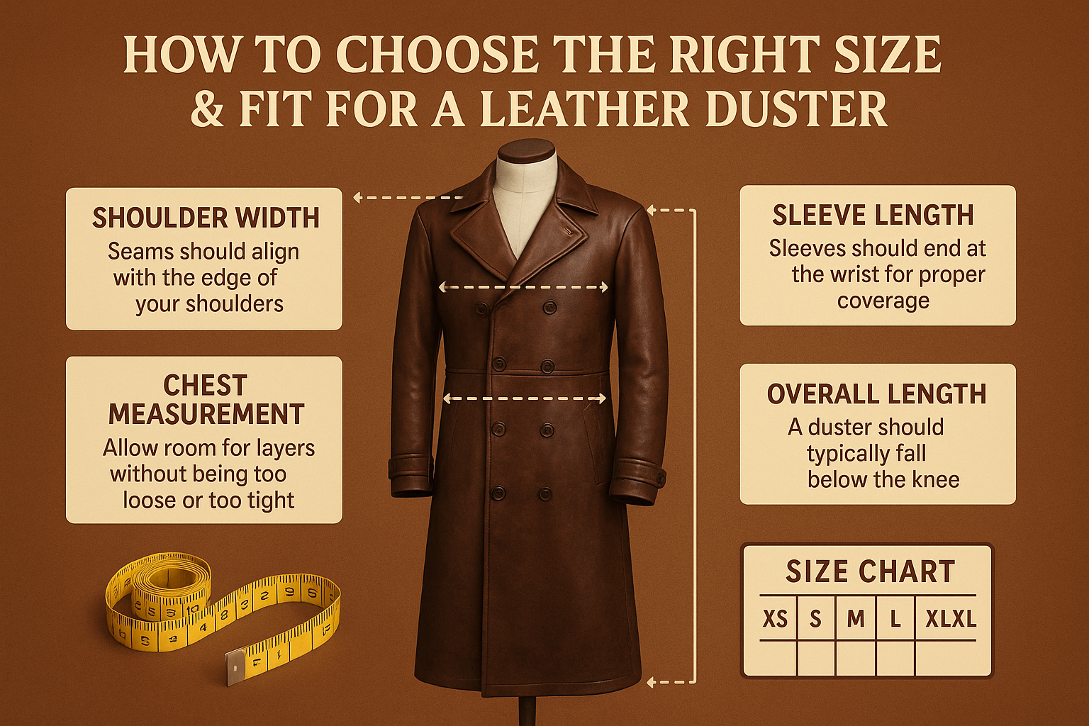 Leather Duster Jacket Size & Fit Guide | Avanzar Leather